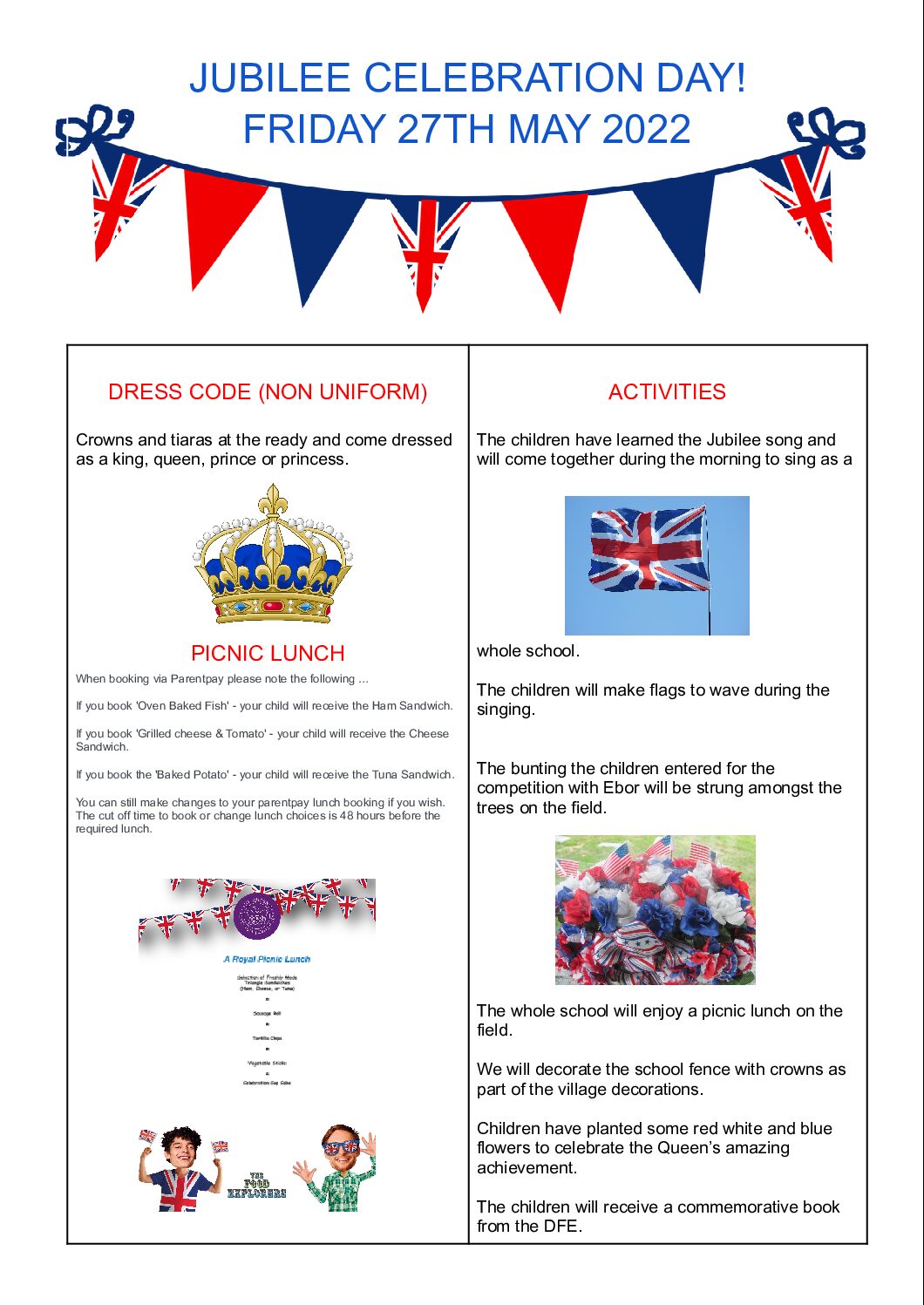 Robert Wilkinson Primary Academy » JUBILEE CELEBRATION DAY